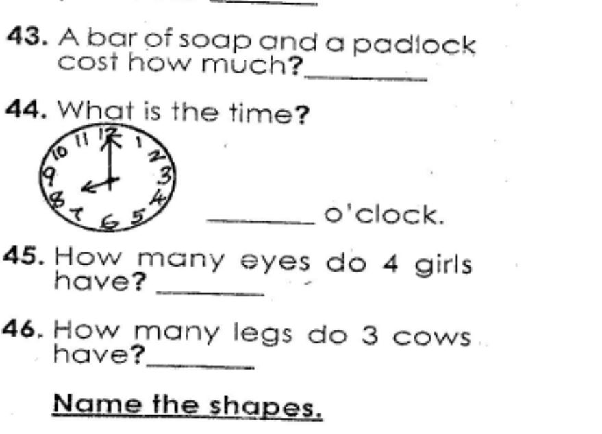 Grade 2 Mathematics Exam Past Papers End Of Term 1 2018 Muthurwa
